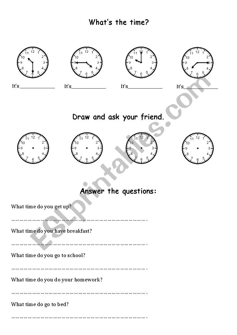 What´s the time? What time do you...? - ESL worksheet by chooda
