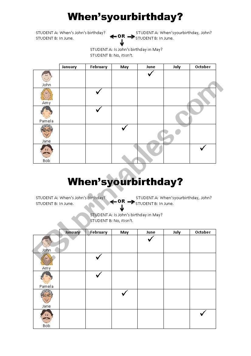 When´s your birthday? - ESL worksheet by pisiflor