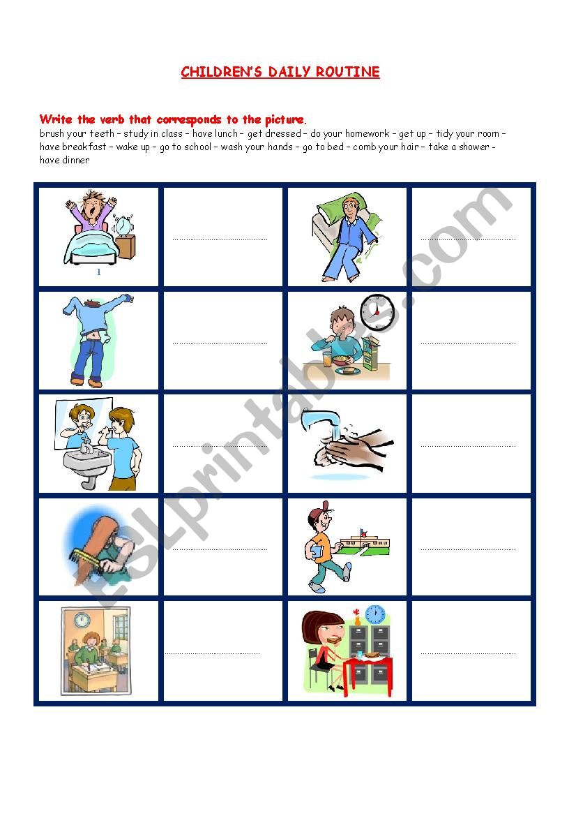 CHILDREN´S DAILY ROUTINE - ESL worksheet by catyli