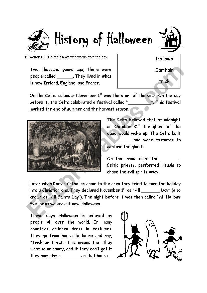 History Of Halloween Worksheet