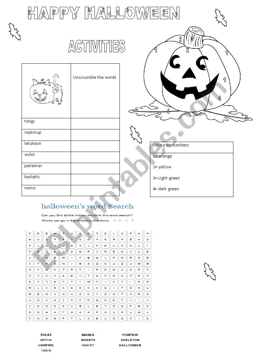 Halloween´s Activities - ESL worksheet by LIA THE TEACHER