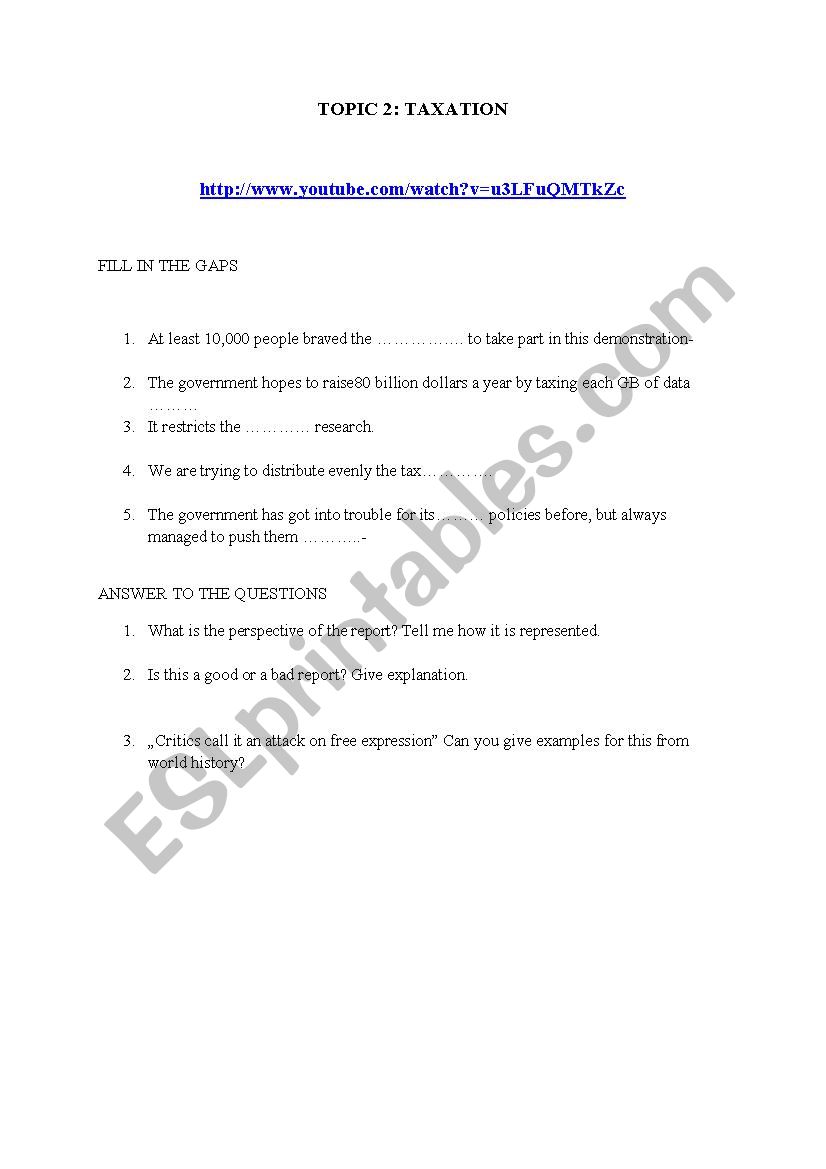 Listening / Taxation - ESL worksheet by mangocska