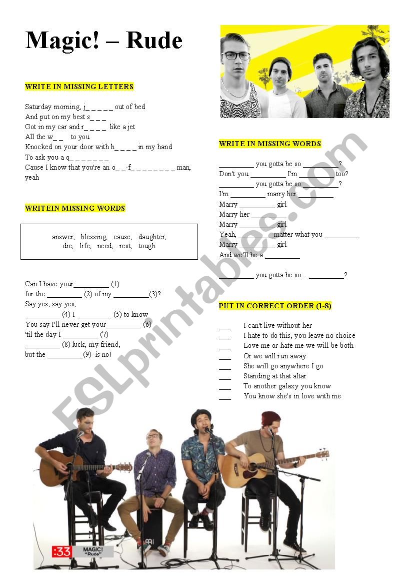 Magic! ´rude´ - ESL worksheet by pawag