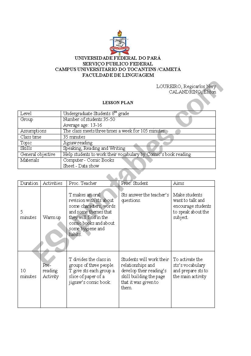Comic Book´s Activity - ESL worksheet by REGICARLOSNERY