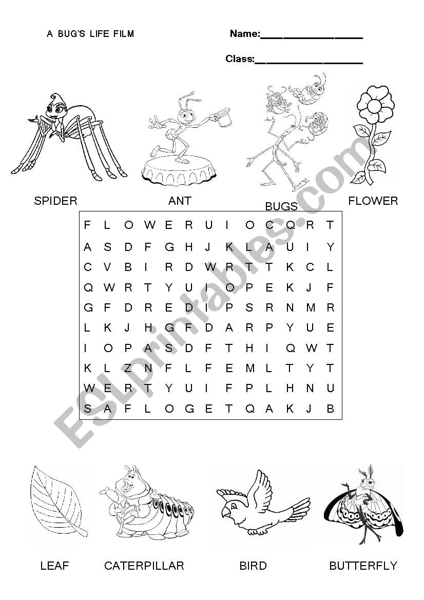 A bug´s life movie - ESL worksheet by igarc232