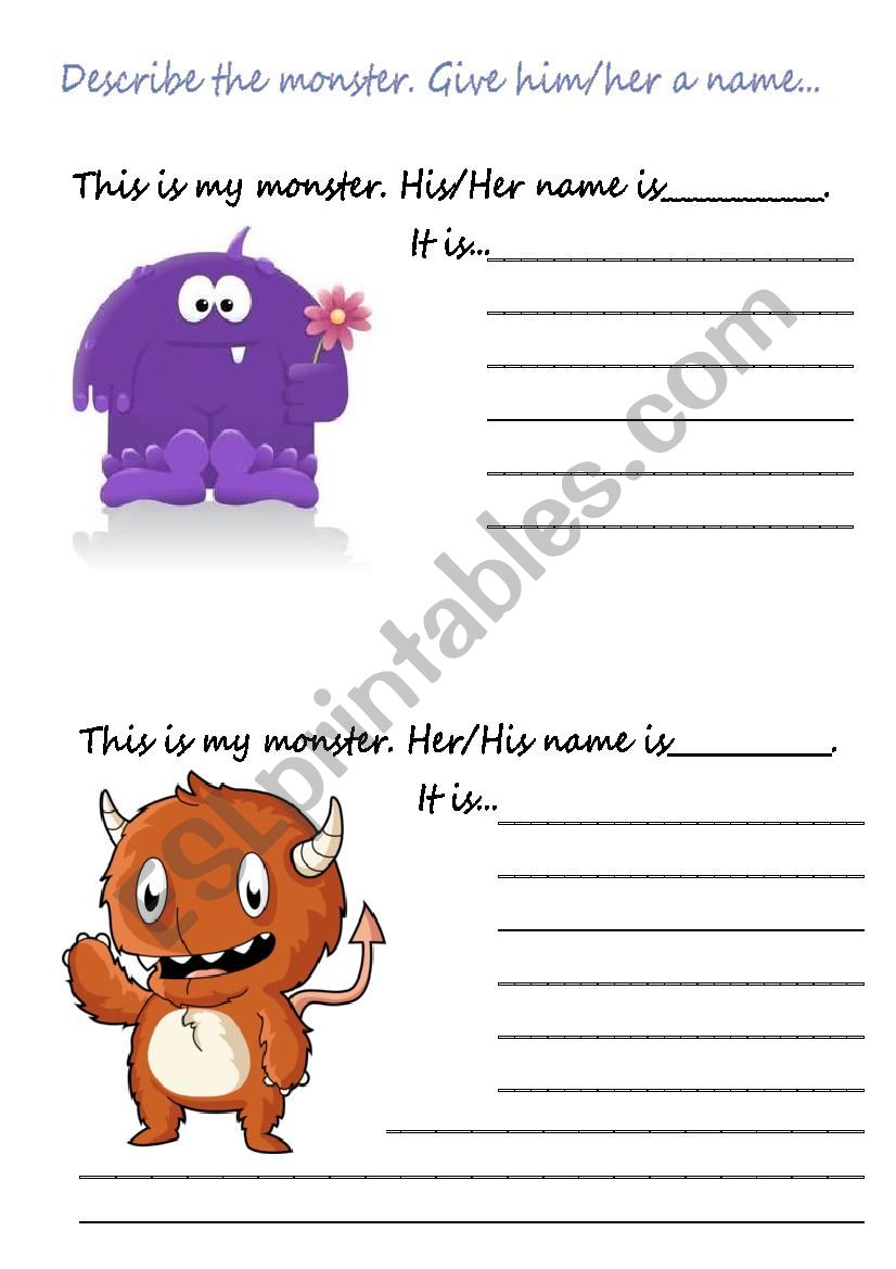 Monsters - let´s talk about - ESL worksheet by majcek