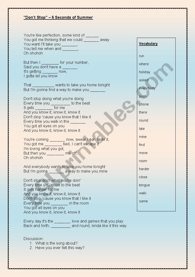 06 Top of the Pops (Song Lyrics) 5 Seconds of Summer, ‘Don´t Stop ...