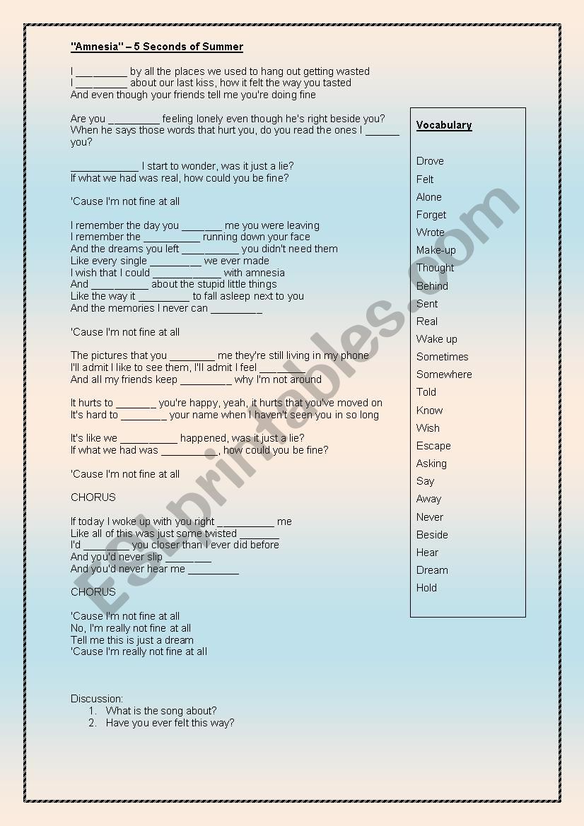 05 Top of the Pops (Song Lyrics) 5 Seconds of Summer, ‘Amnesia ...