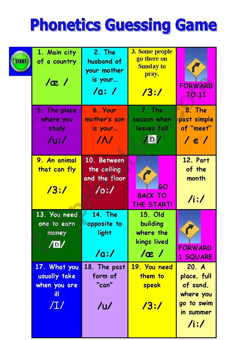 PHONETICS GUESSING GAME VOWELS ESL Worksheet By Urpillay