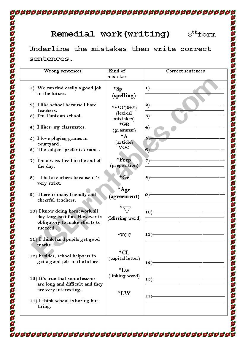 Let´s learn from our mistakes - ESL worksheet by Zohra Bousnina