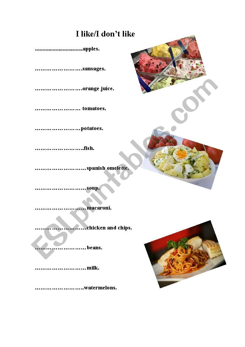 Like/don´t like - ESL worksheet by Licrimu