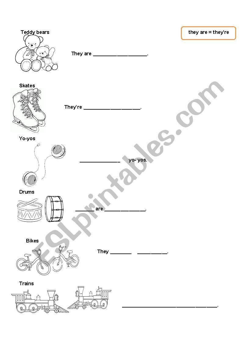 they are = they´re - ESL worksheet by MIMIRI