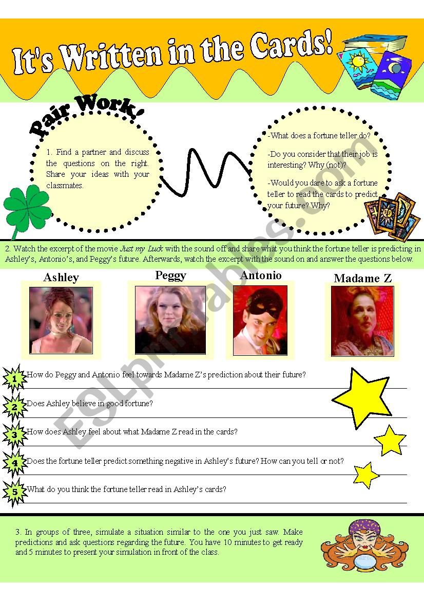 It´s Written in the Cards! - ESL worksheet by Saff