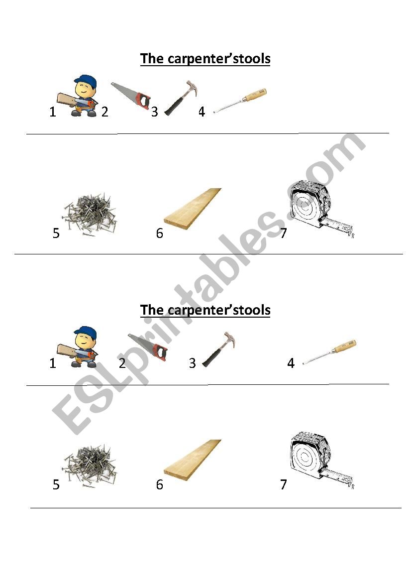 the carpenter´s tools - ESL worksheet by pechoune