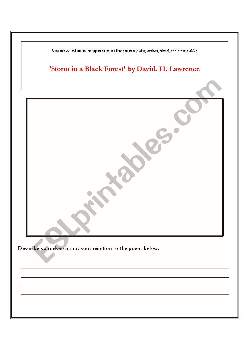 ‘Storm in a Black Forest’ by David. H. Lawrence - ESL worksheet by alexziaa