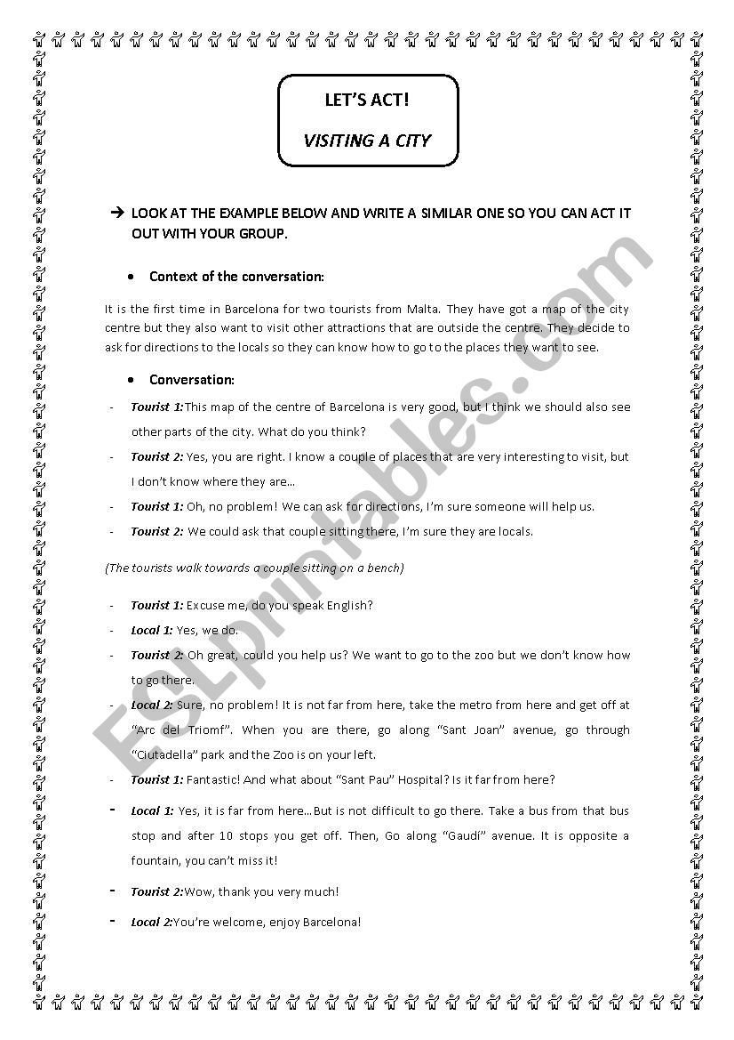 Let´s act! visiting a city - ESL worksheet by laprins