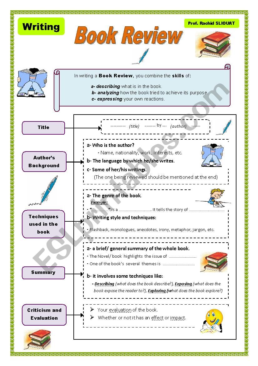 Book Review ESL Worksheet By Rsliouat