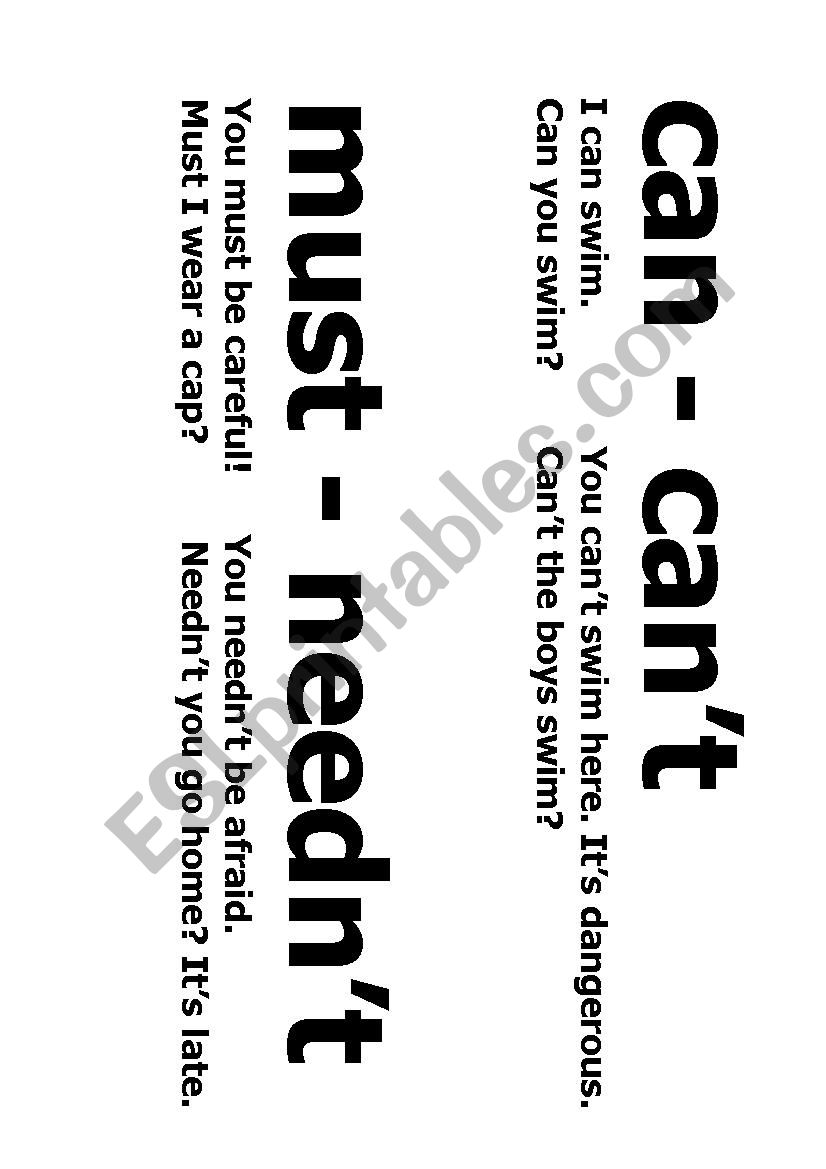 Classroom poster "Modals": can, can`t, must, mustn`t, needn´t - ESL ...