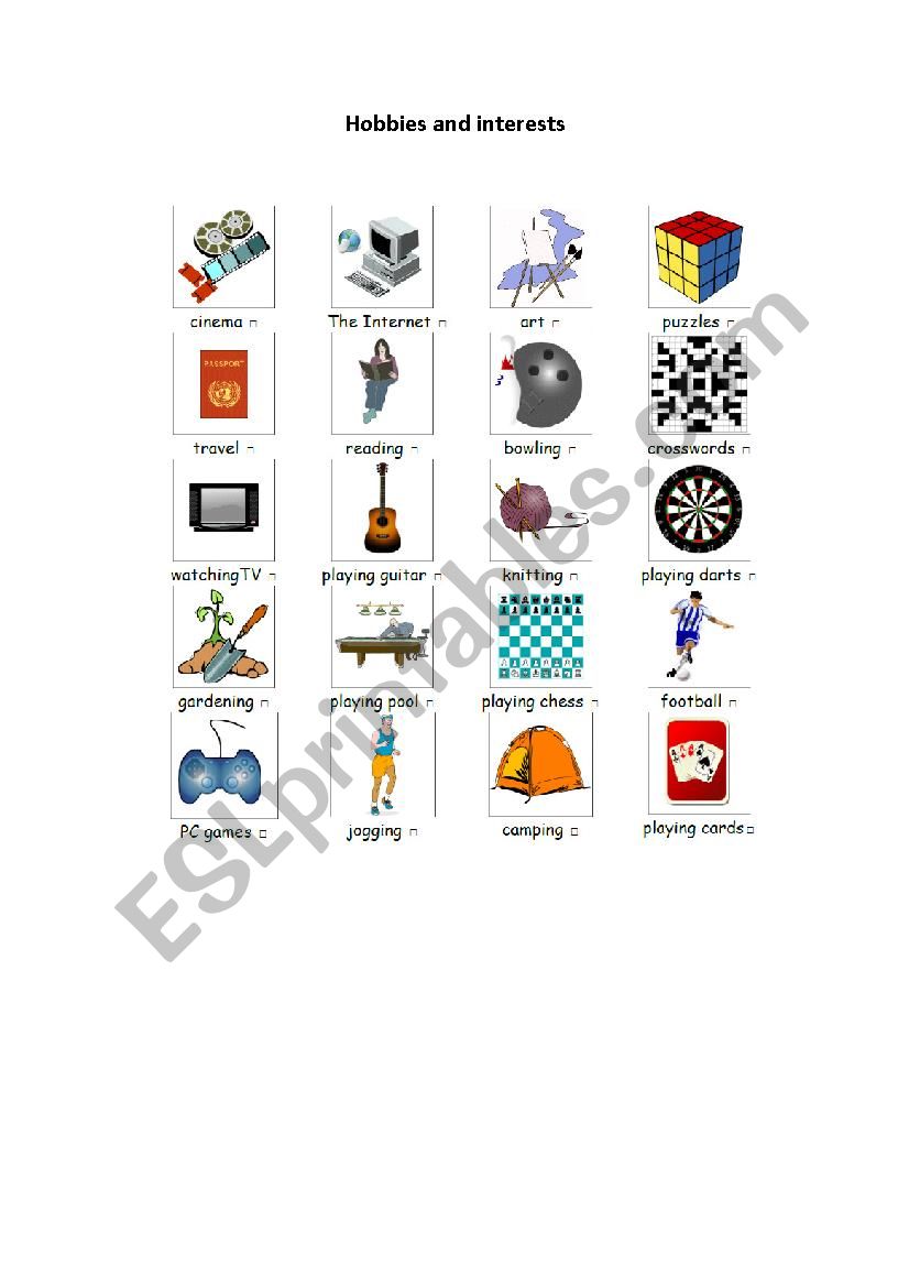 Hobbies and interests - ESL worksheet by nadiamacedo Hobbies and interests - ESL worksheet by nadiamacedo