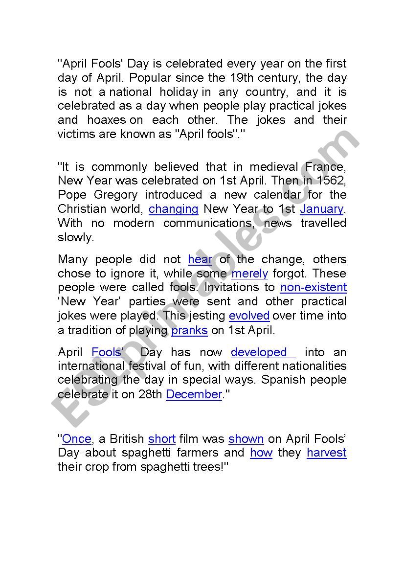 April Fools´ Day - ESL worksheet by margaritapinos