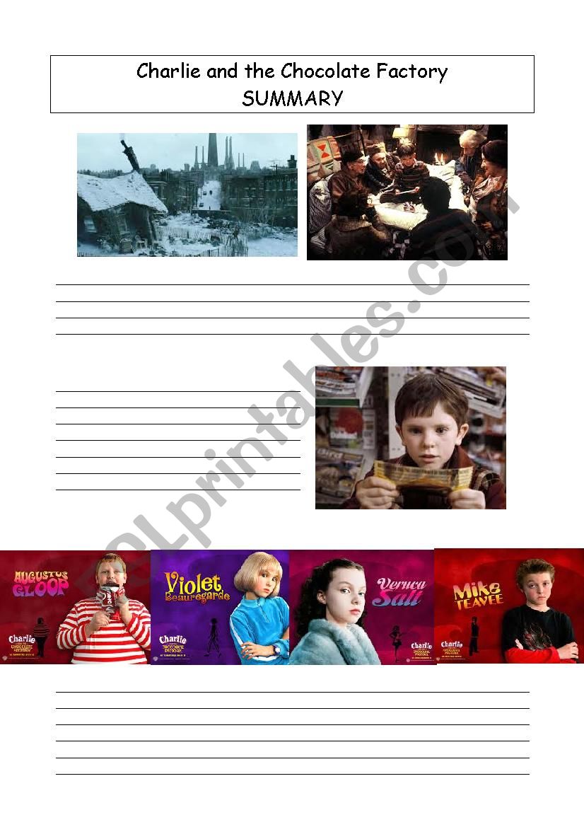 Charlie and the Chocolate Factory StudentÂ´s worksheet - ESL worksheet ...