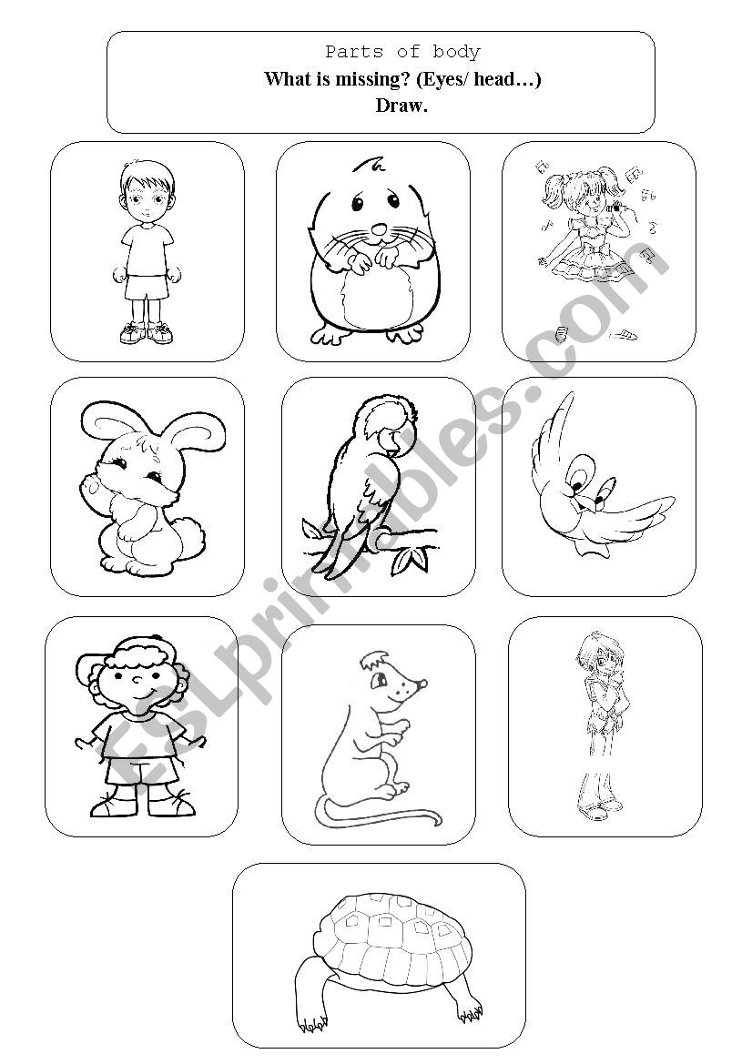 Parts of body - What´s missing? - ESL worksheet by Anastasiya L