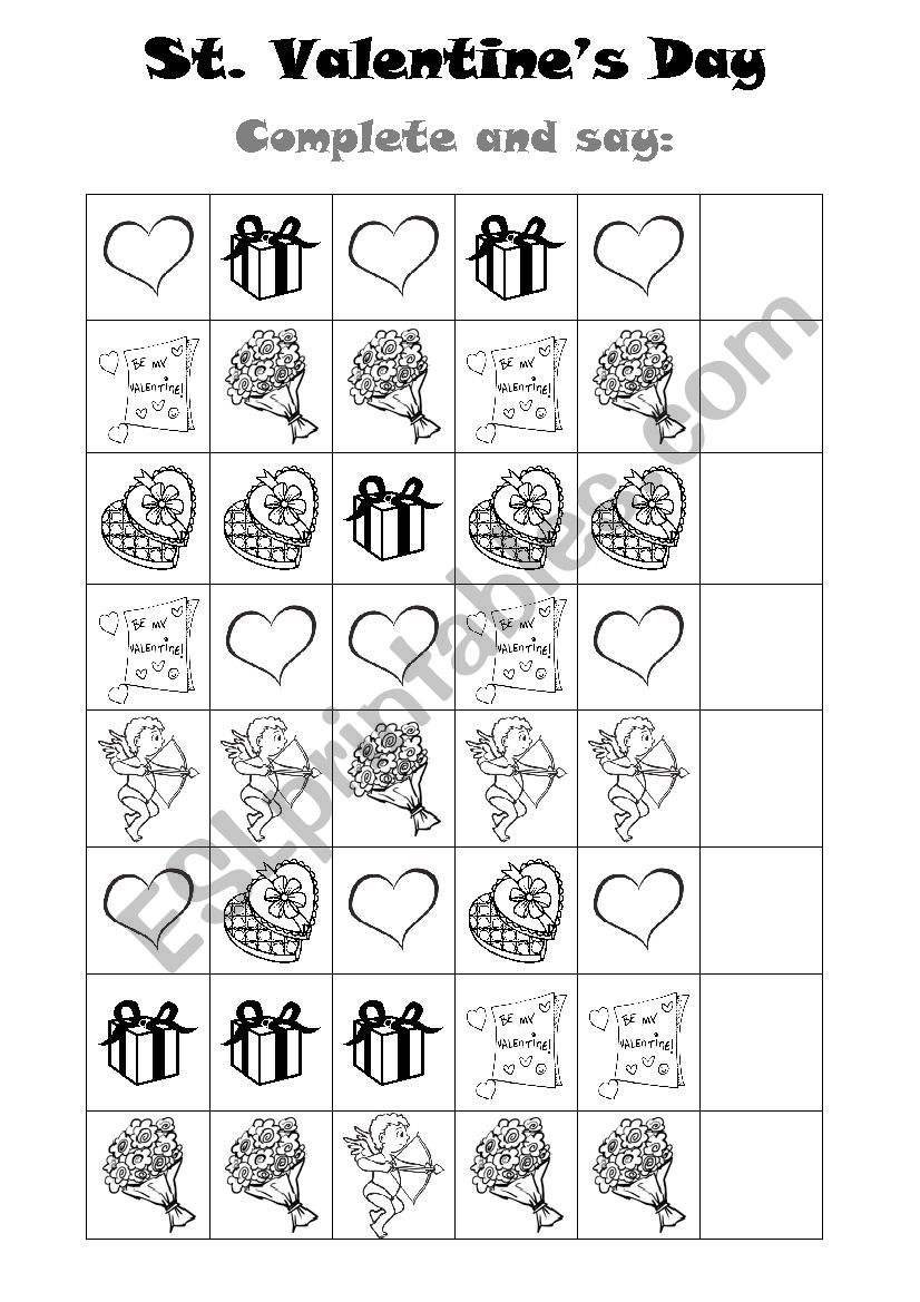 Valentine´s Complete and Say - ESL worksheet by olkaracoon