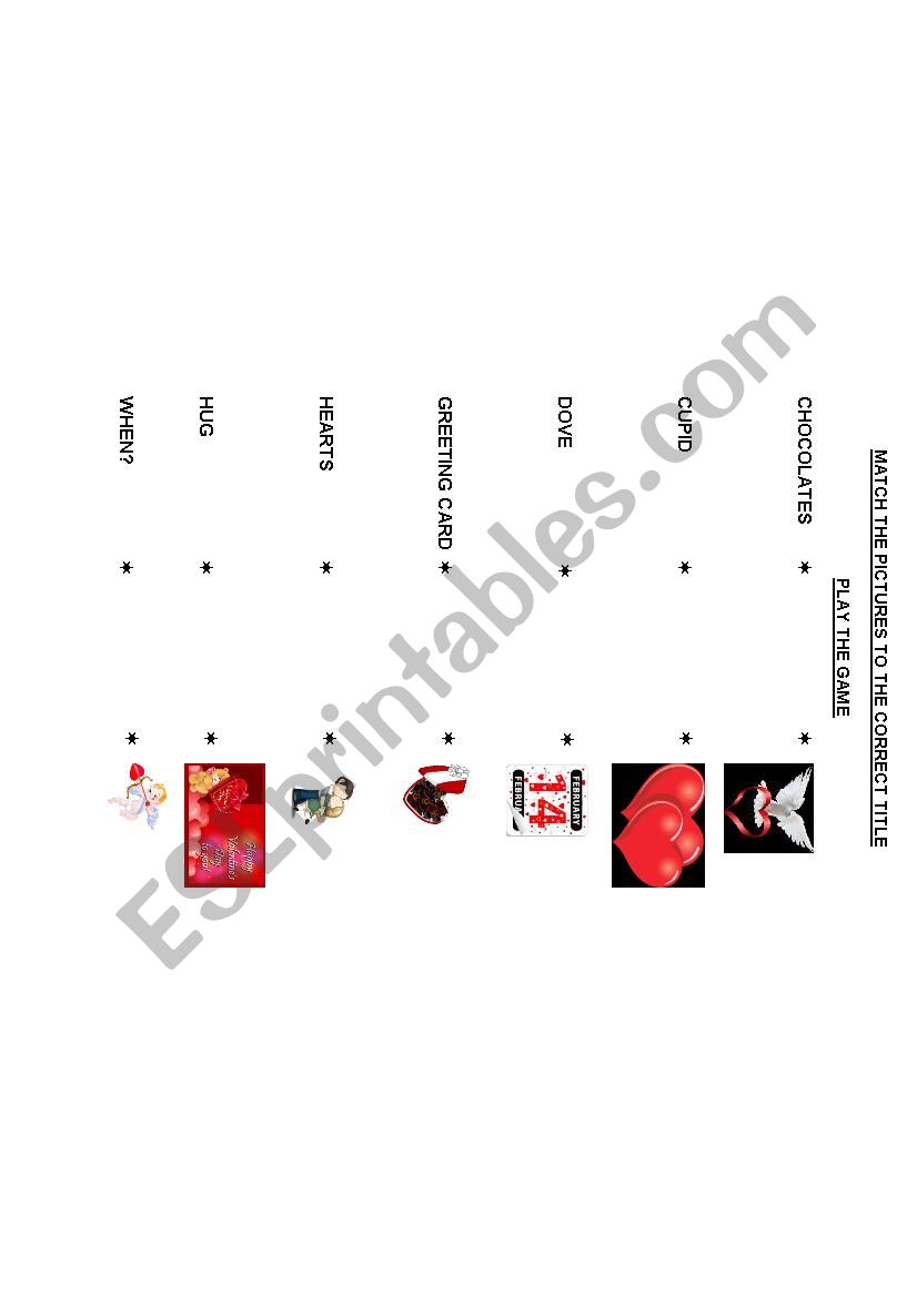 MATCHING GAME - Valentine´s Day - ESL worksheet by Braidjait
