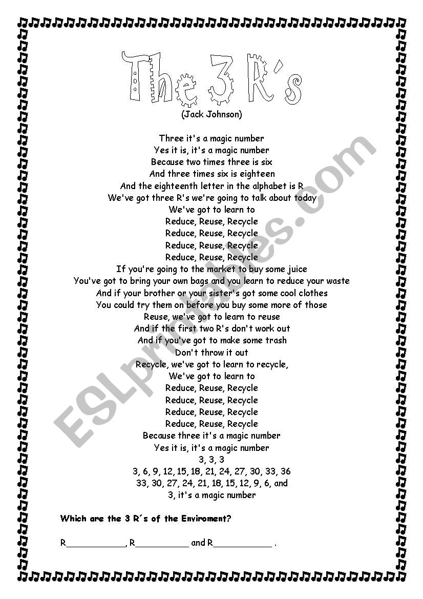 The 3 r´s: Reduce, Reuse and Recycle - ESL worksheet by ana.noguera