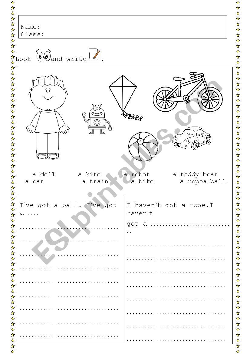 I´ve got.../I haven´t got... TOYS - ESL worksheet by teacherNERI