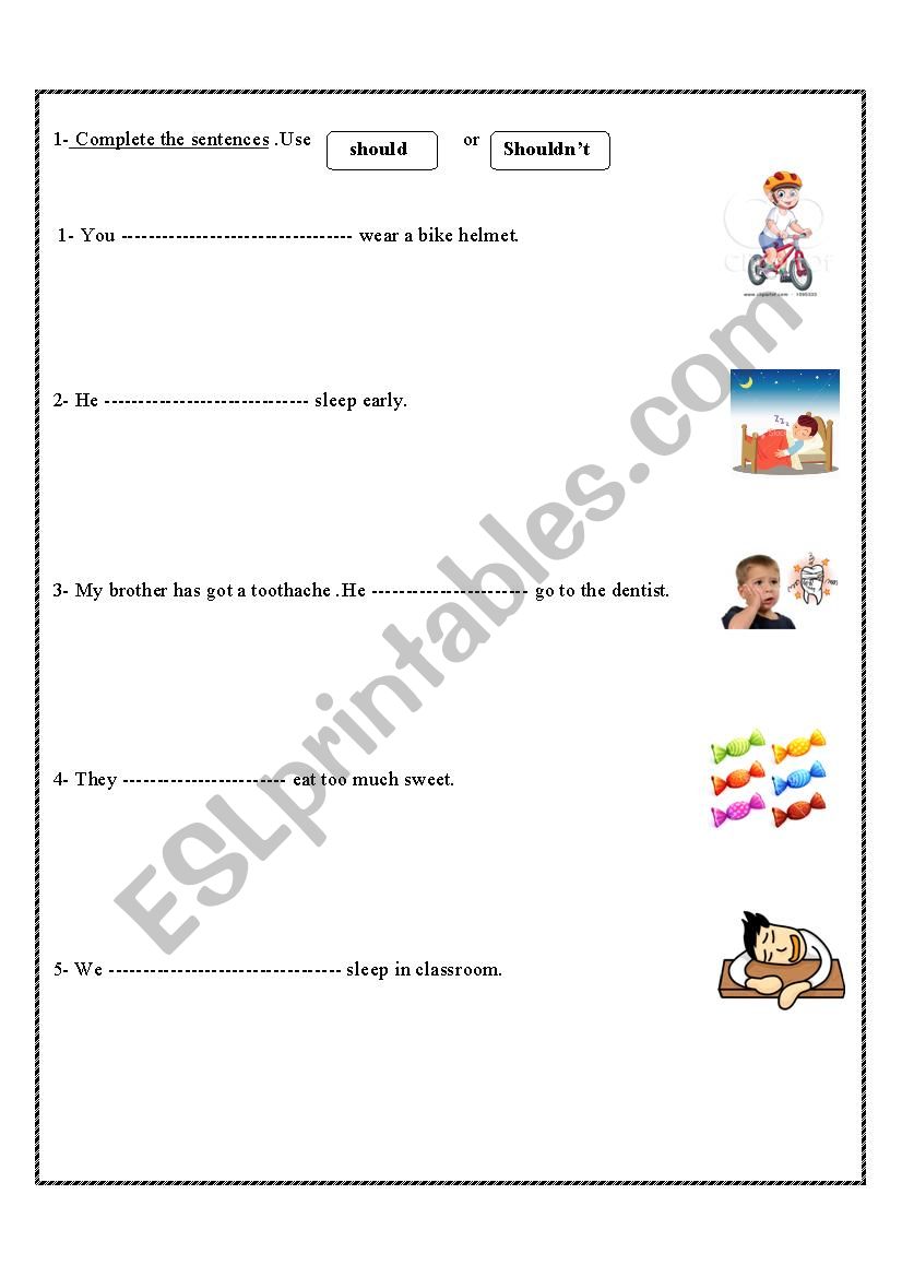 should and shouldn´t - ESL worksheet by mahmoudss
