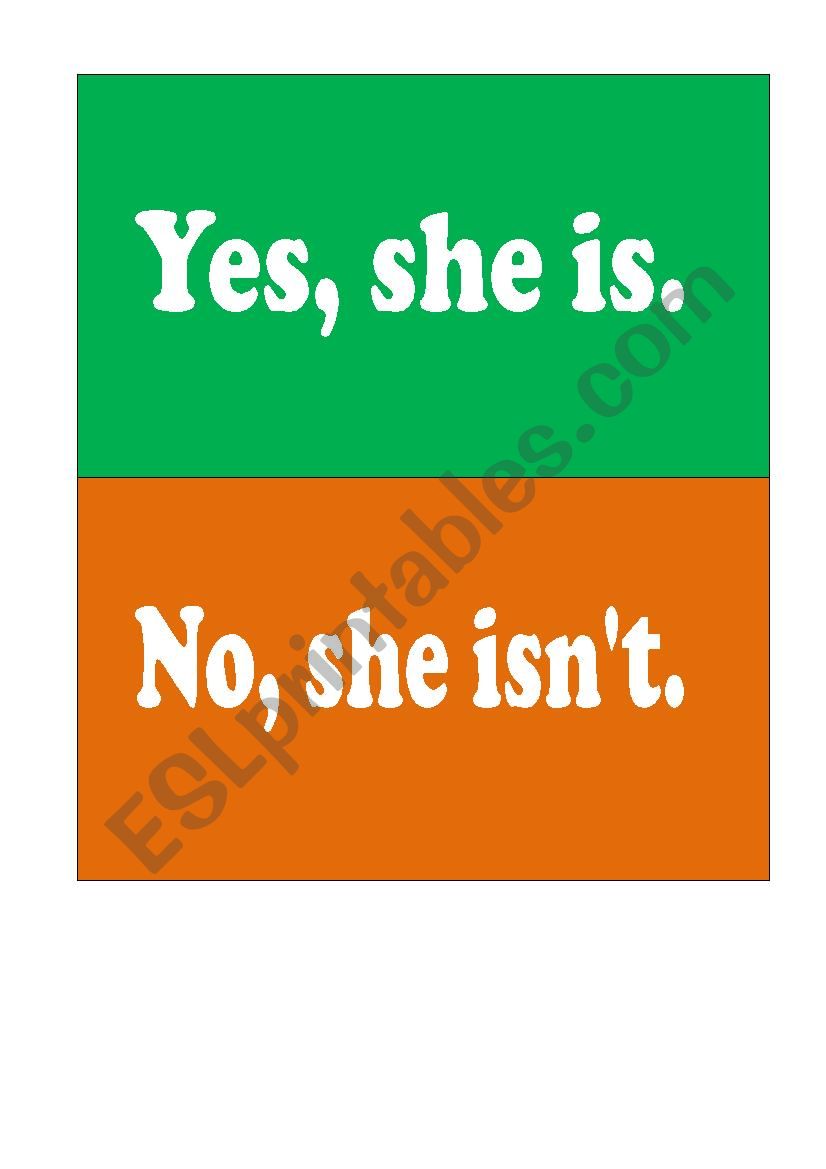 Yes, she/he is. No, she/he isn´t. SIGNS - ESL worksheet by Vampirista Yes, she/he is. No, she/he isn´t. SIGNS - ESL worksheet by Vampirista