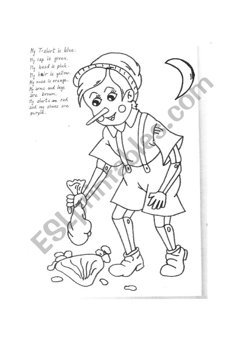 Pinocchio´s body and his clothes - ESL worksheet by lendaa