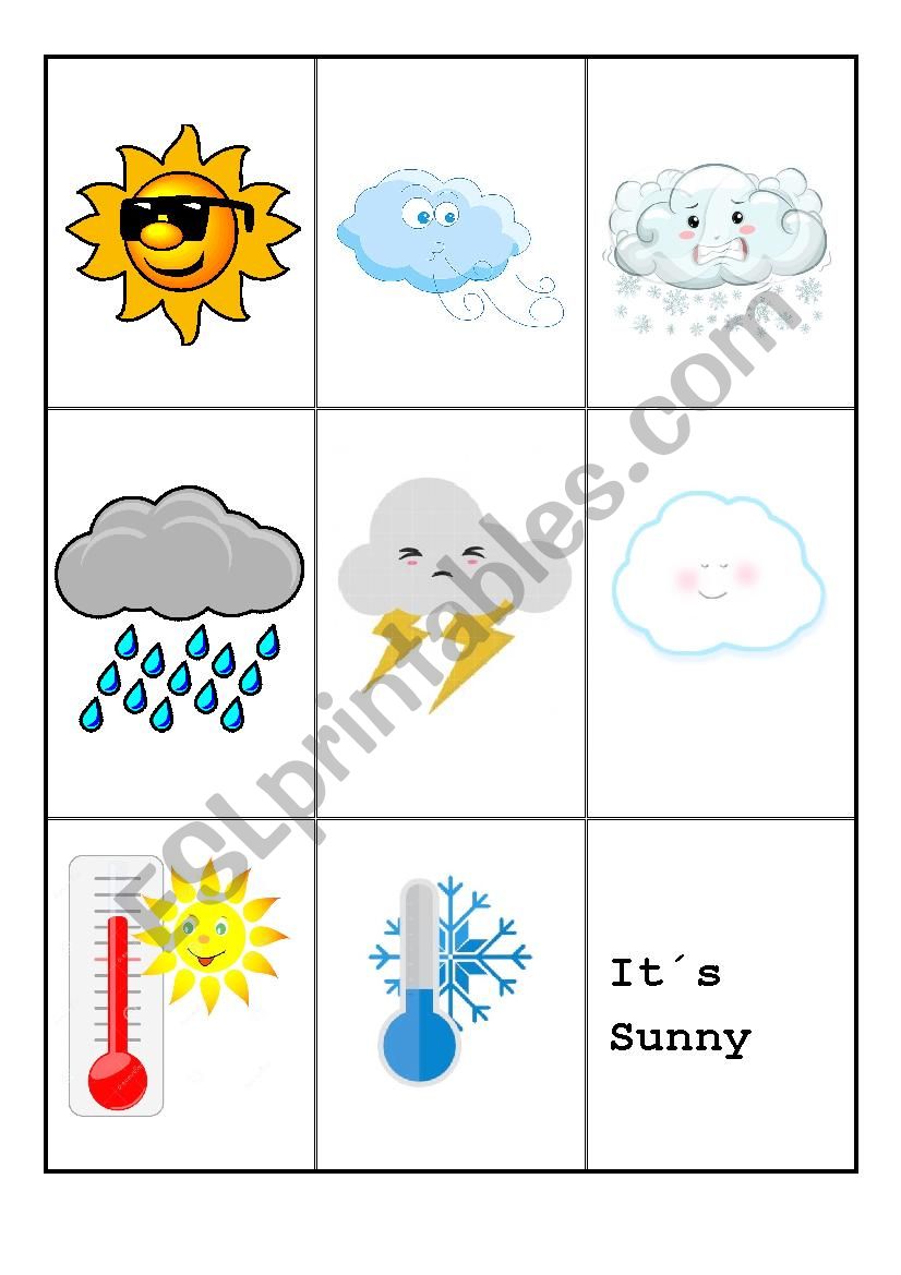 What´s the WEATHER like? Memory Game - ESL worksheet by Cefreire
