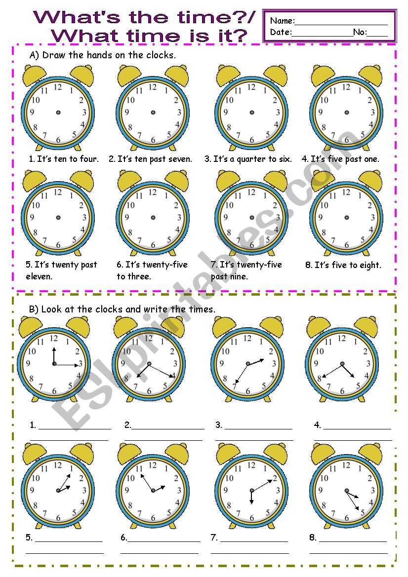 What´s the time? - ESL worksheet by vickyvar