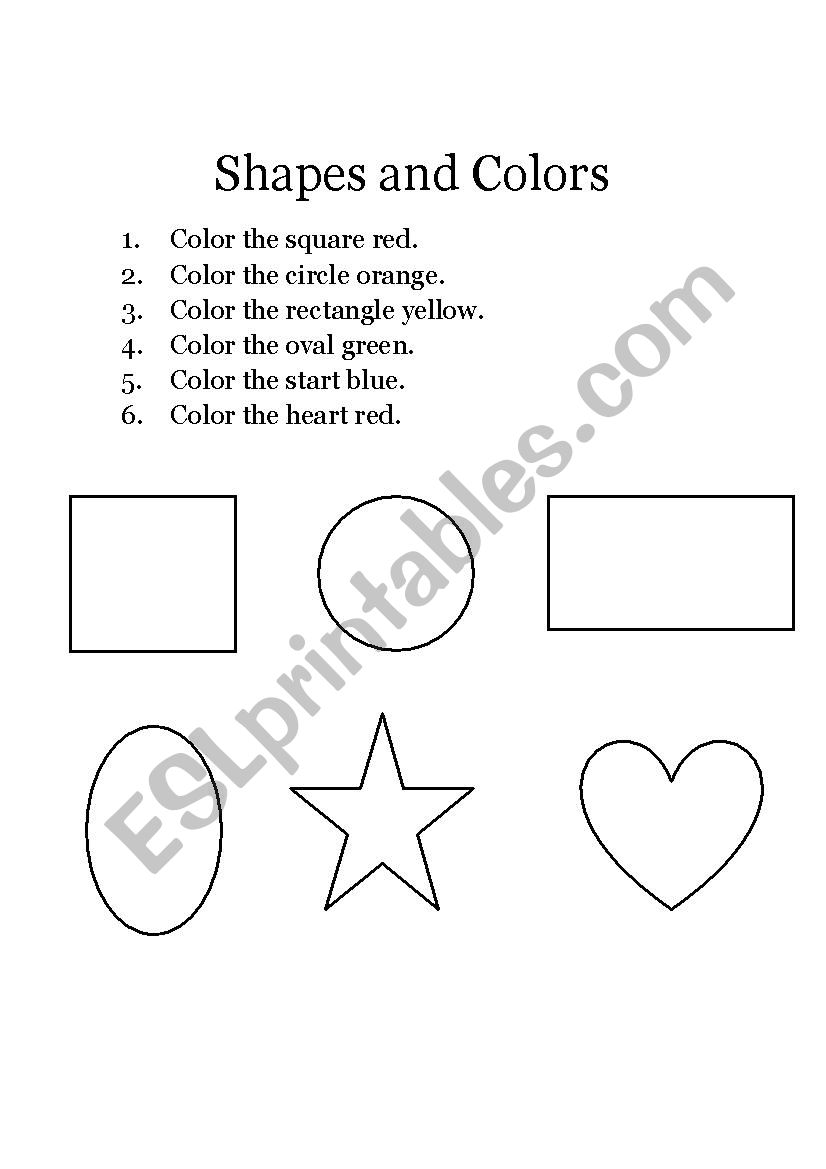 Shapes and Colors - ESL worksheet by cdawso
