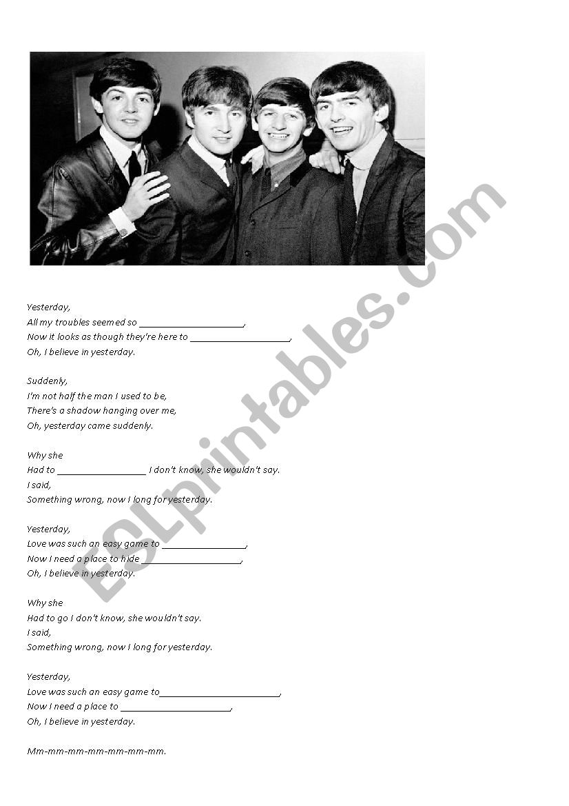 yesterday - ESL worksheet by julliannanl yesterday - ESL worksheet by julliannanl