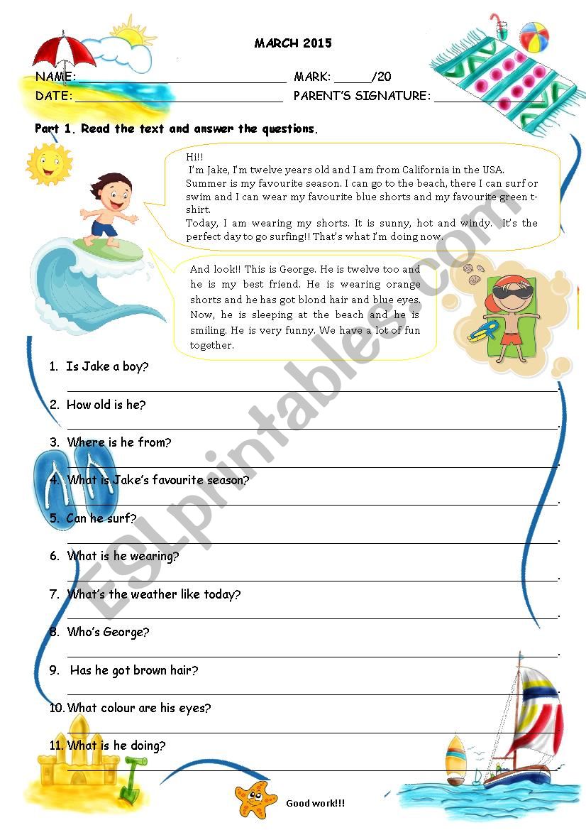 It´s summer.. - ESL worksheet by sandrinef