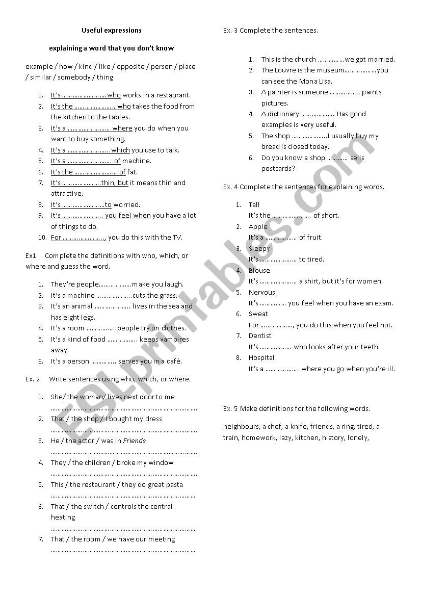 explaining the word you don´t know - ESL worksheet by magdak14