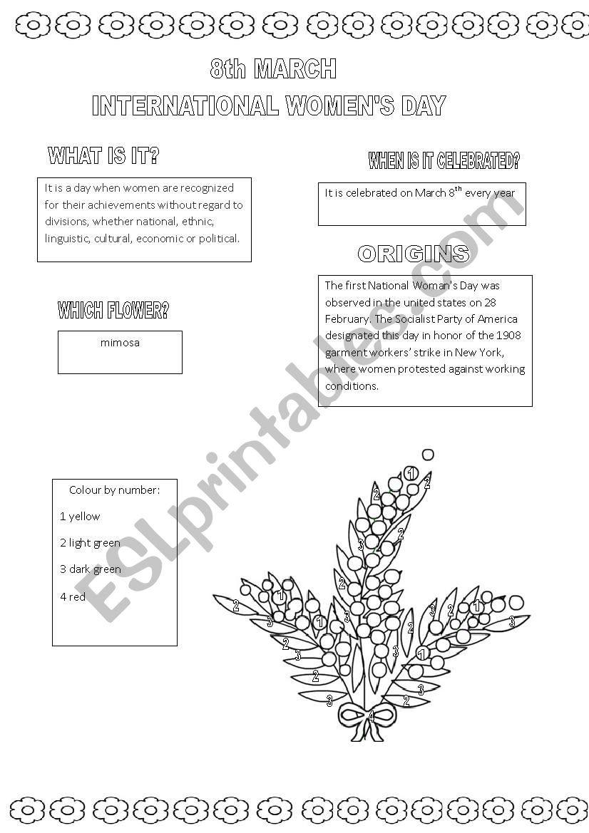 8th march international womenÂ´s Day - ESL worksheet by LIA THE TEACHER