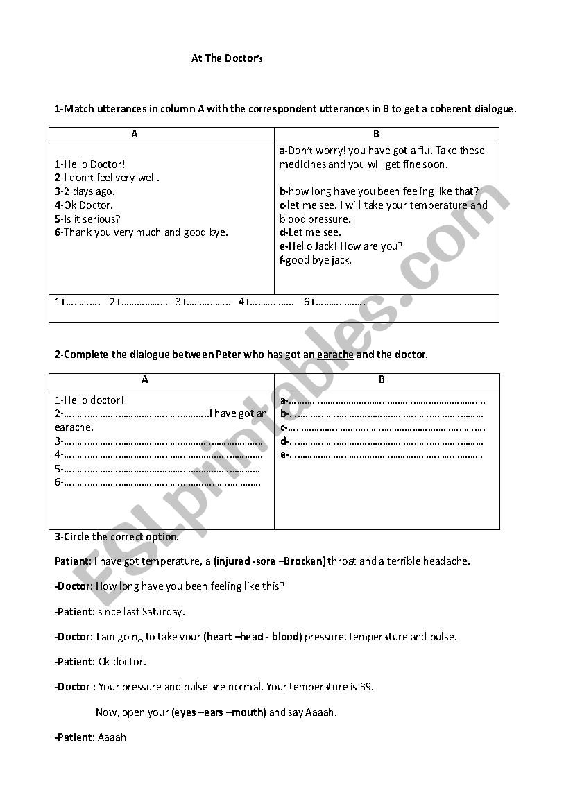 At The Doctor´s - ESL worksheet by educatme