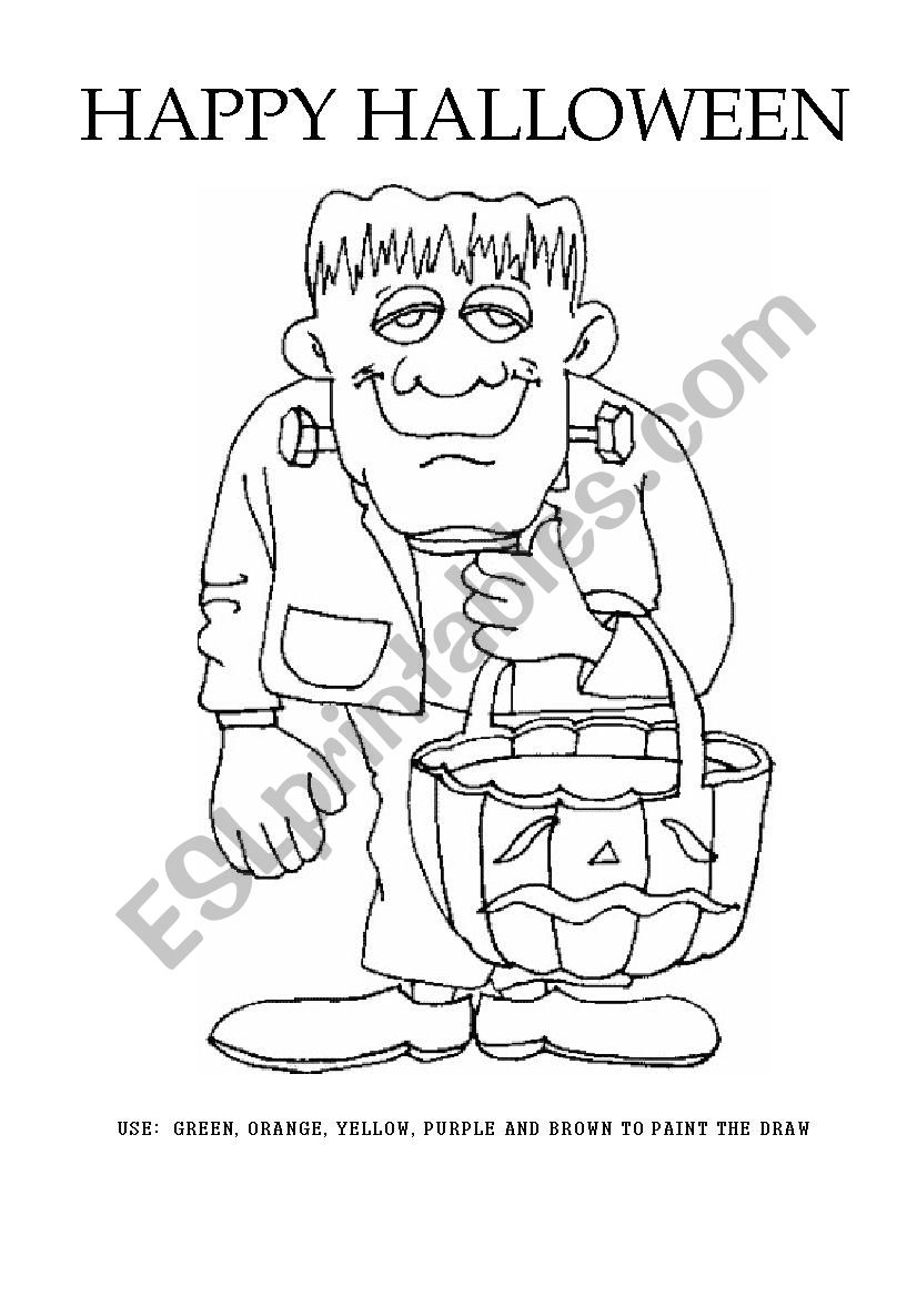 Halloween to color - ESL worksheet by Raquelcpock