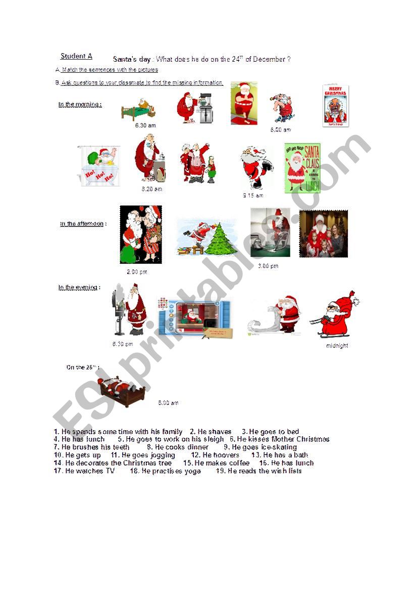 Santa´s Day - ESL worksheet by sandie bella