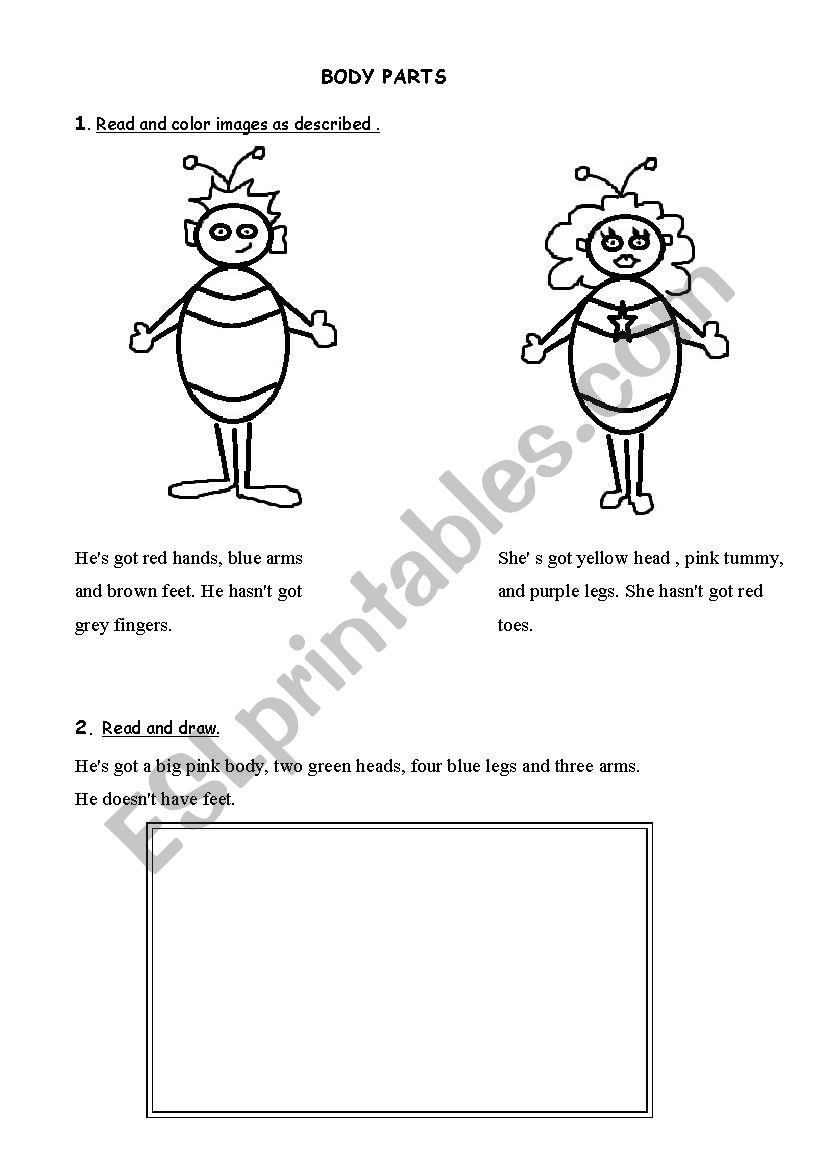 Body parts + ´s got - ESL worksheet by alicja_ol