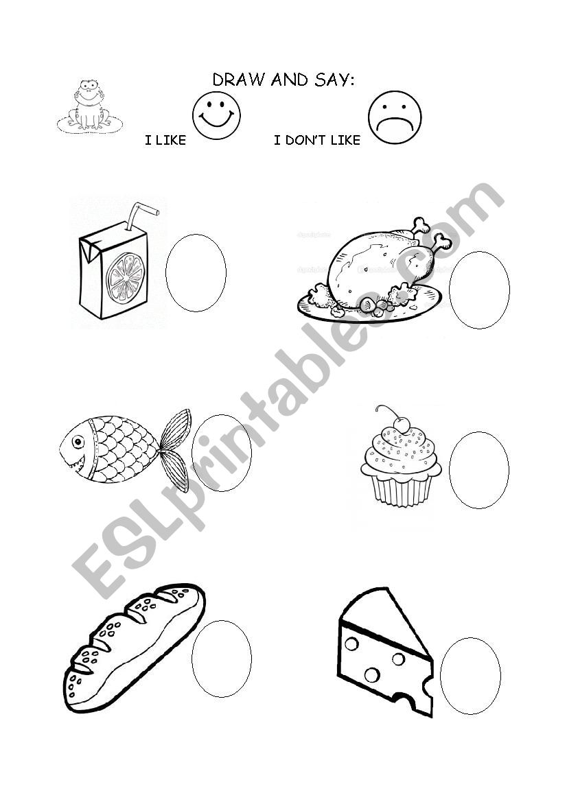 Like Dont Like Food Worksheet