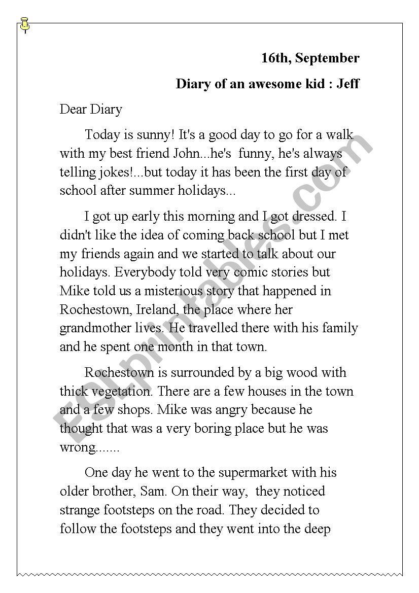 Unexpected Holidays A Diary Entry ESL Worksheet By Englishyuc