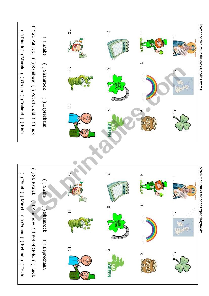 St. Patrick´s Day Vocabulary - ESL worksheet by lubcatan
