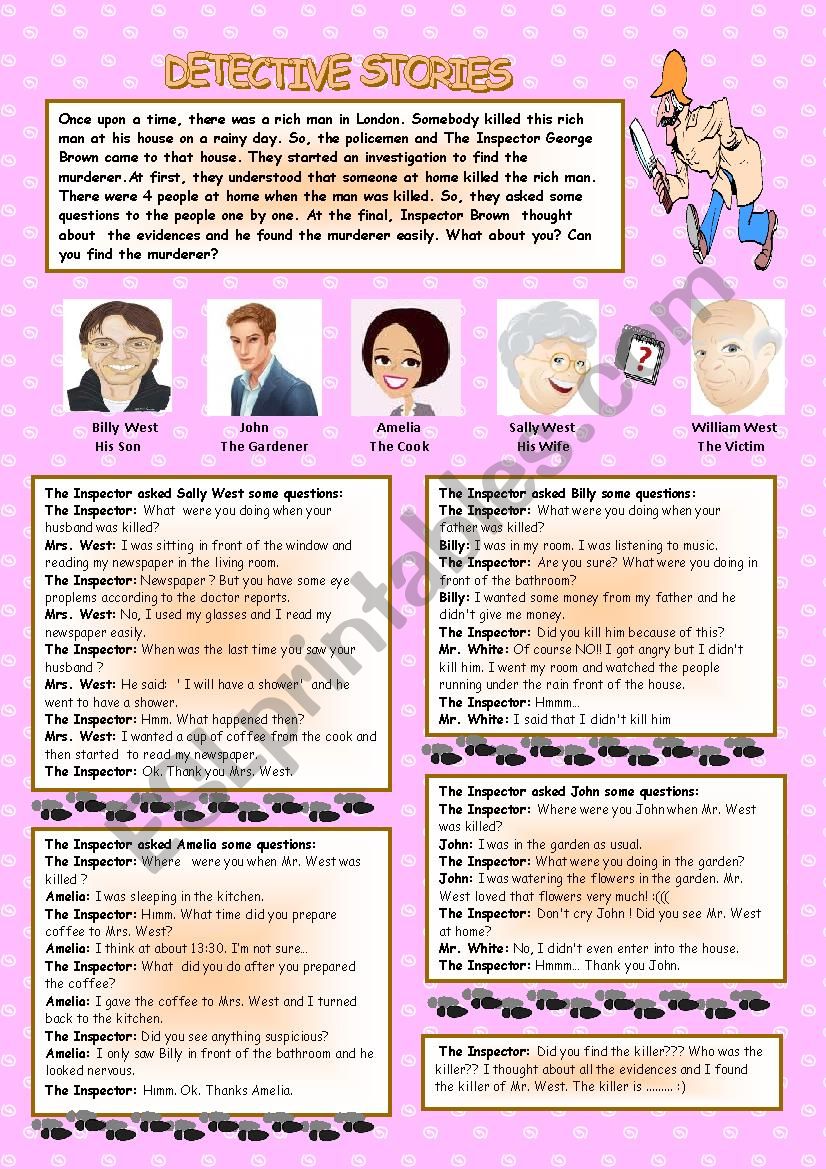 Detective Stories 2 2 ESL Worksheet By Muzziou66