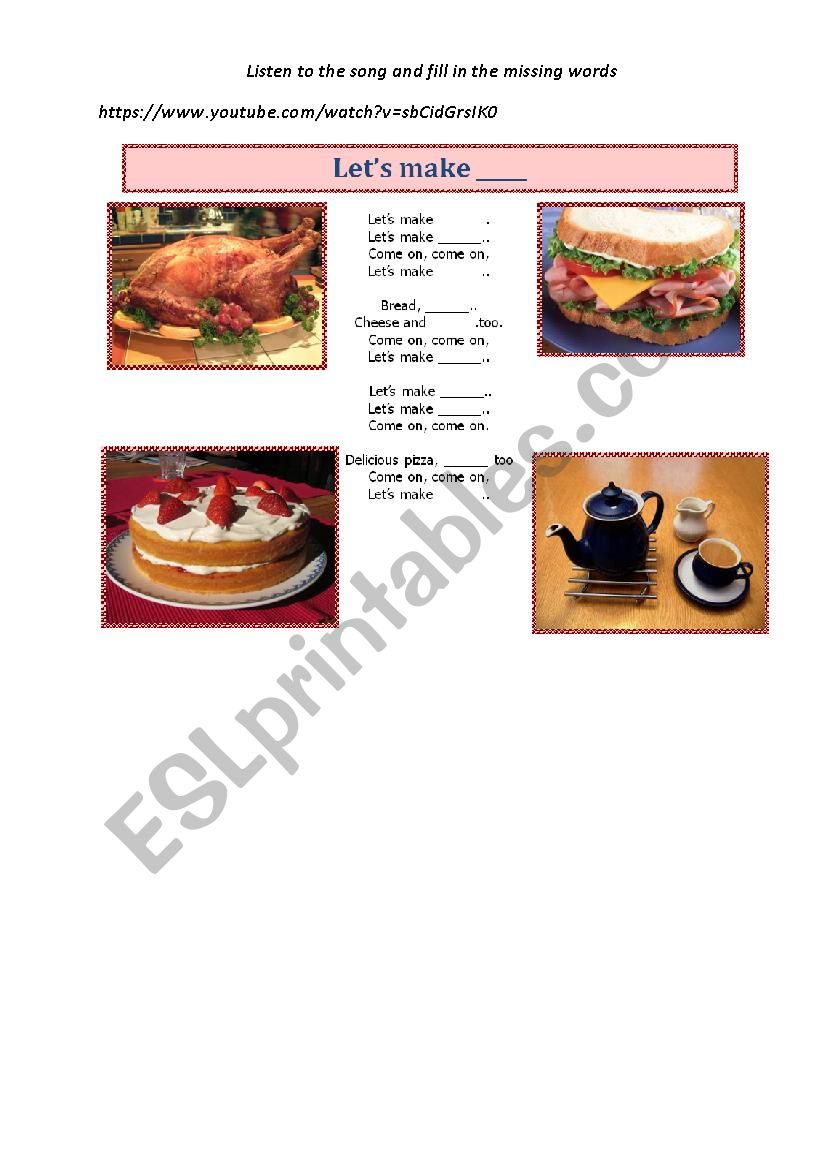 CATCHING SONG LET´S MAKE LUNCH - ESL worksheet by alenka15