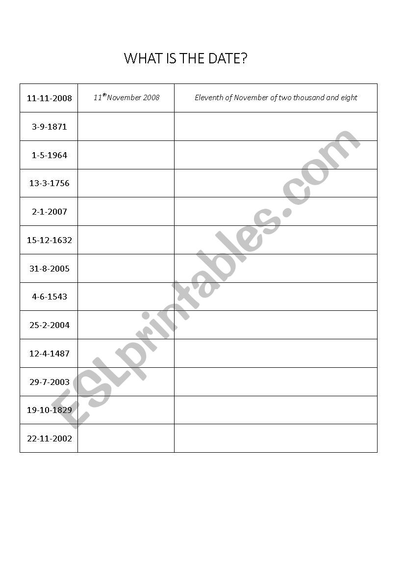 What´s the date? - ESL worksheet by Eletefer